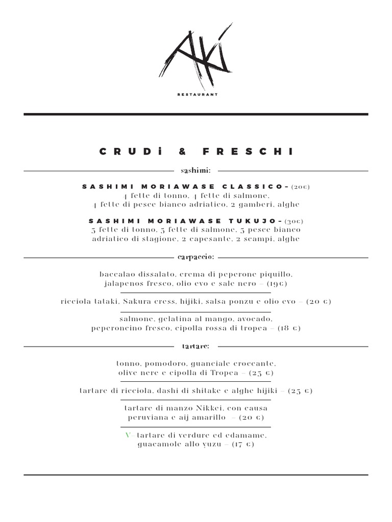 Aki Restaurant Menu | PDF