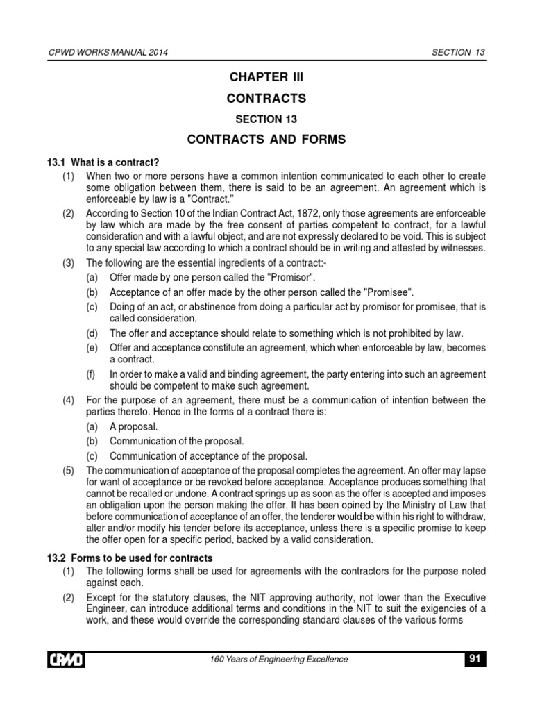 CPWD Contracts and Forms Overview | PDF | Offer And Acceptance | Government