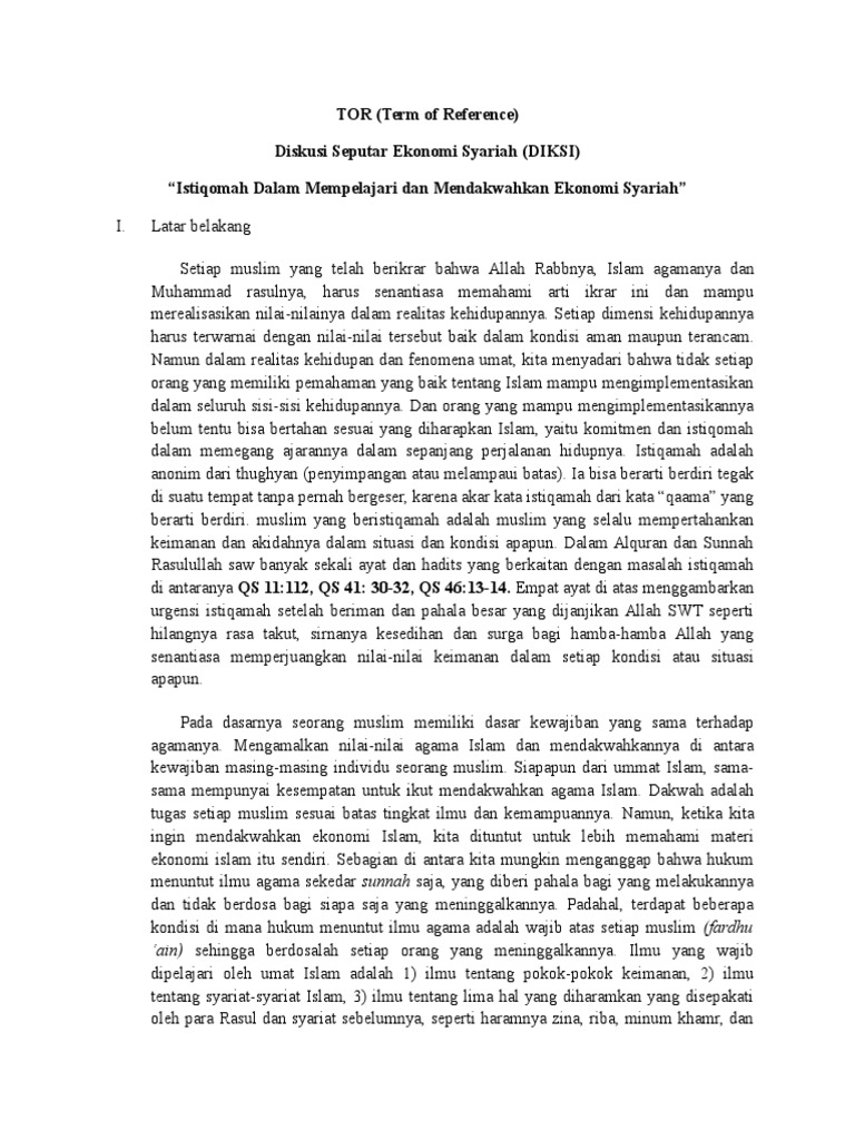 Contoh TOR (Term of Reference) | PDF