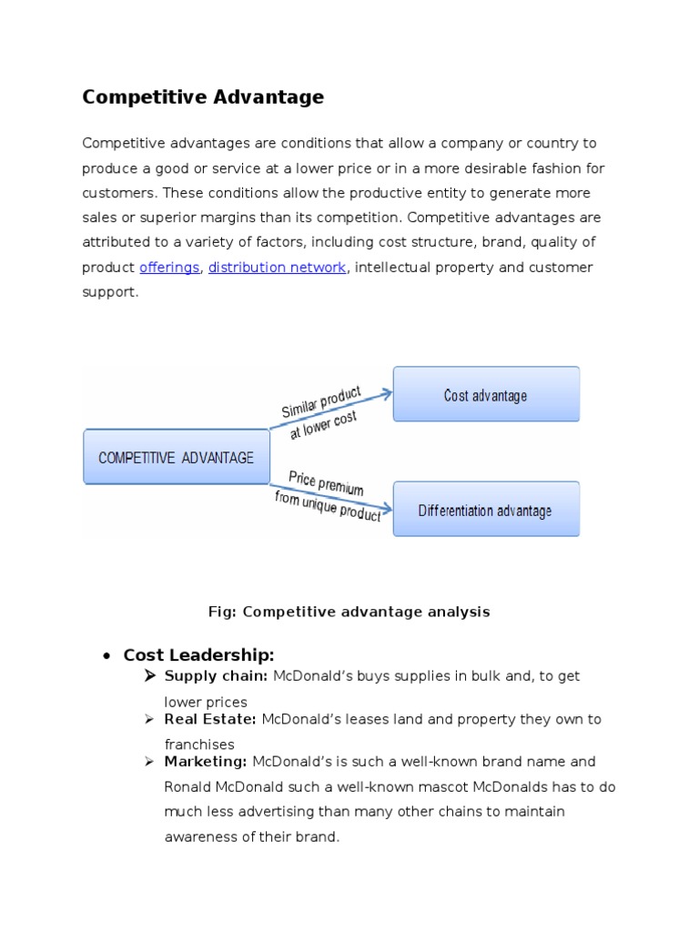 Competitive Advantage | PDF | Fast Food Restaurants | Mc Donald's