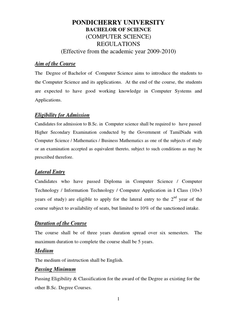 Computer Science Syllabus Pondicherry University | PDF | Subroutine ...