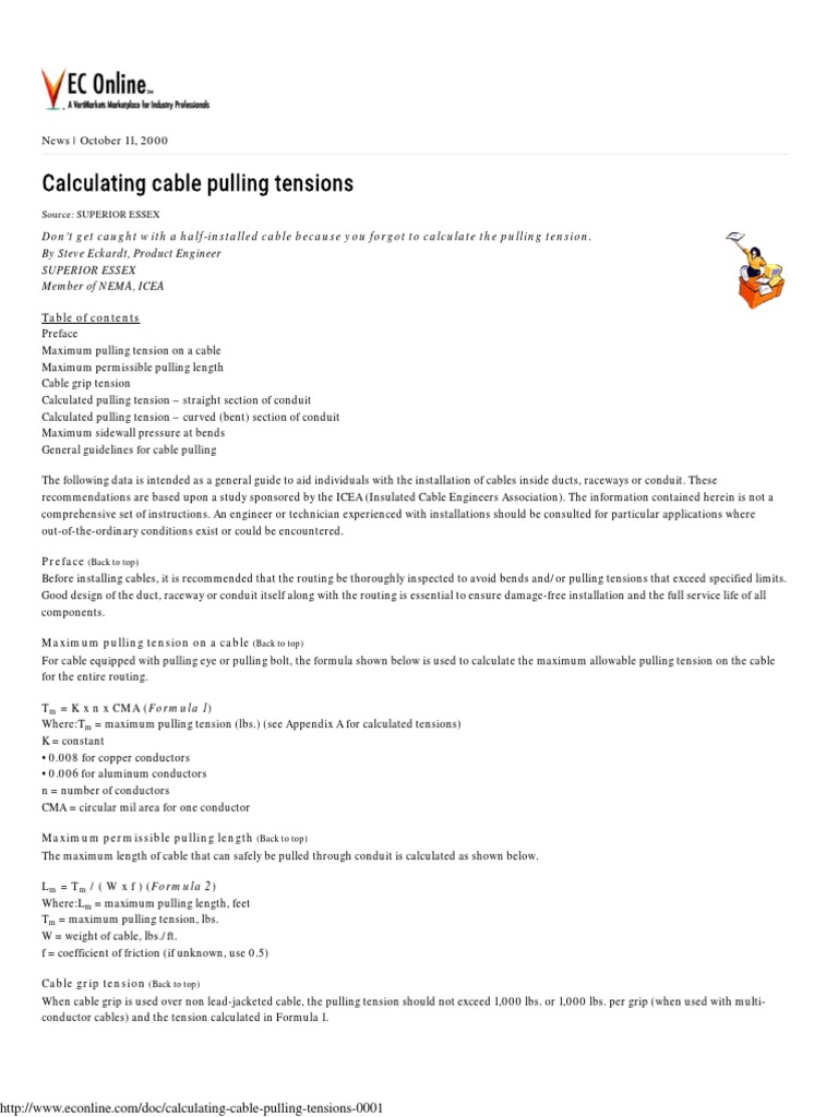Calculating Cable Pulling Tensions - VecOnline | PDF | Cable | Duct (Flow)
