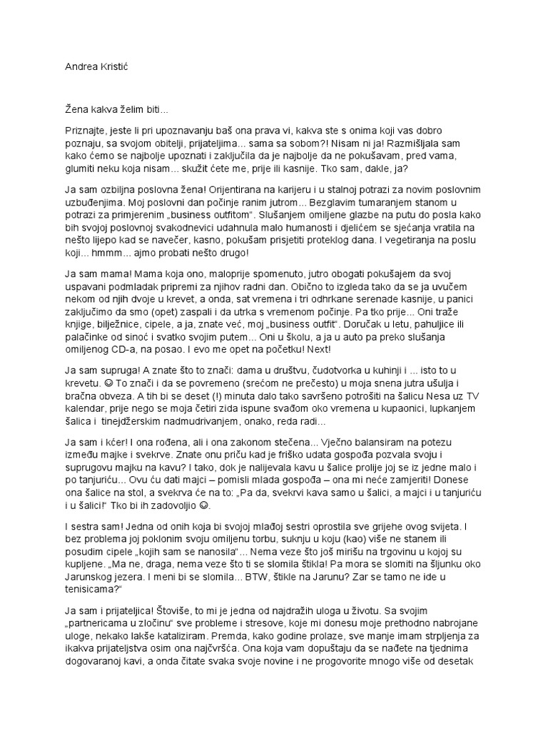 Žena Kakva Želim Biti | PDF