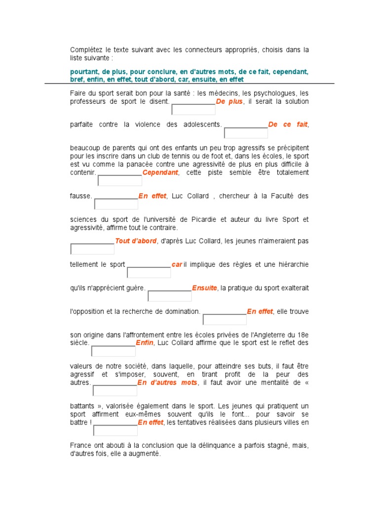 Corrige Exercices Connecteurs Logiques | PDF | Mode de vie