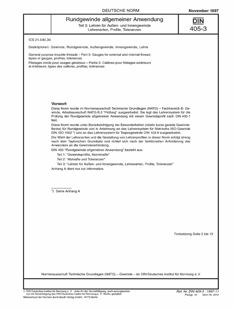 Din 405-3 1997-11 | PDF