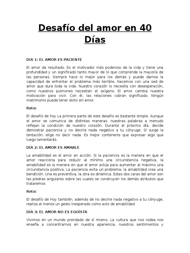 Desafío Del Amor en 40 Días | PDF | Amor | Matrimonio