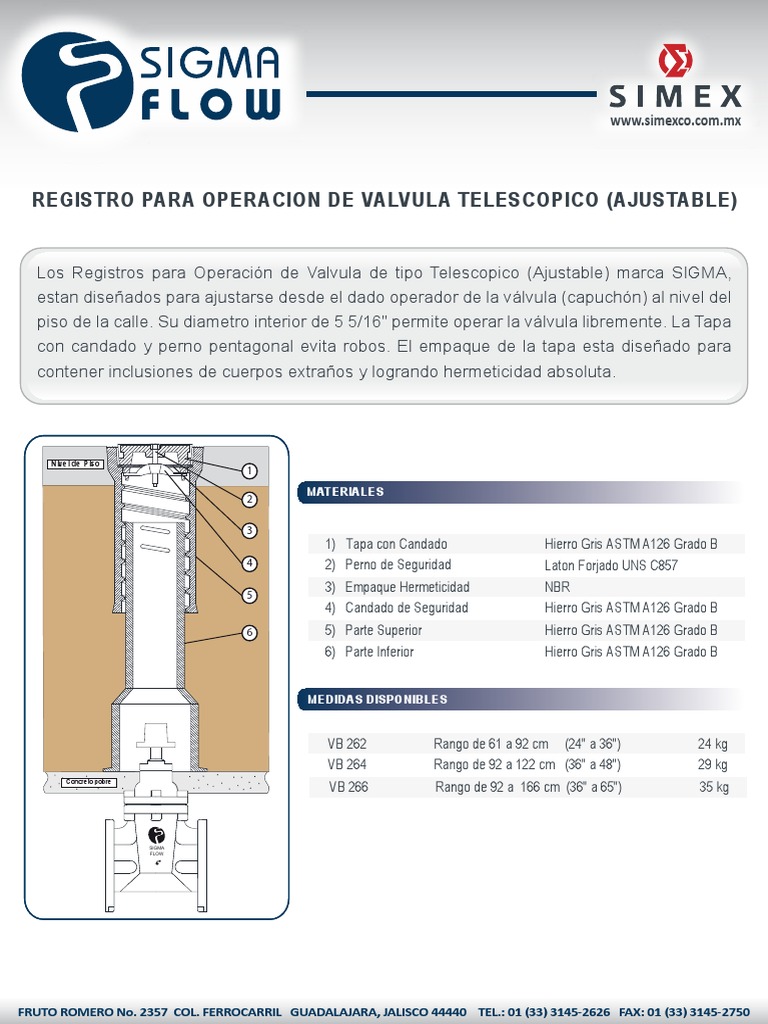 Registros Telescópicos para Válvulas Sigma | PDF | Hogar, jardinería y ...