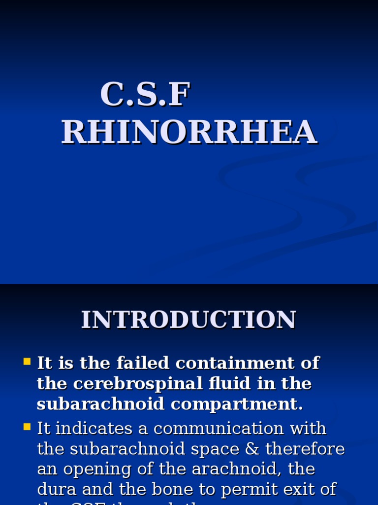 Csf Rhinorrhea | Cerebrospinal Fluid | Clinical Medicine