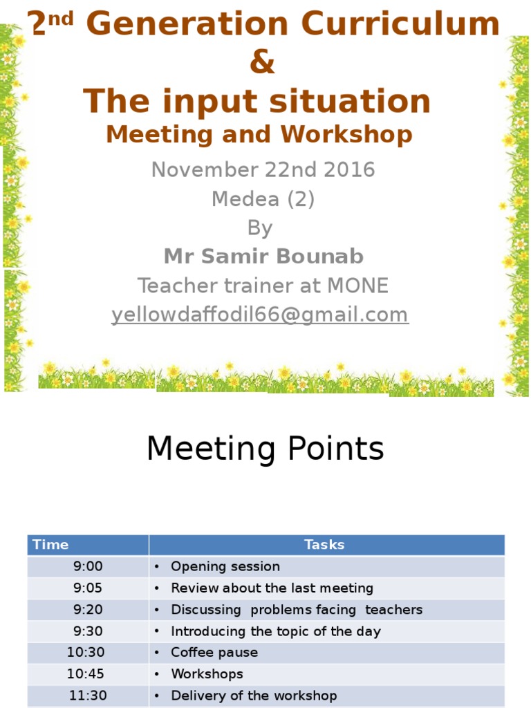 2G and Input Situation Meeting & Workshop November 22nd 2016 | PDF