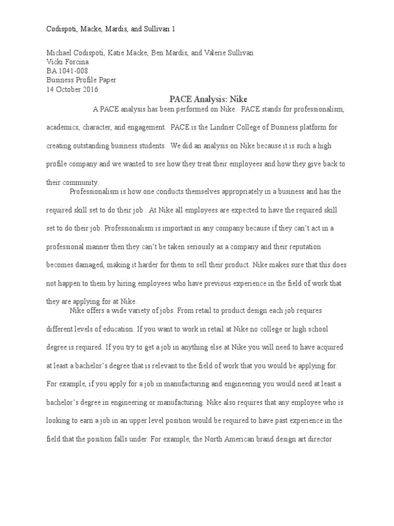 Final Business Profile Paper | PDF | Let's Move! | Nike