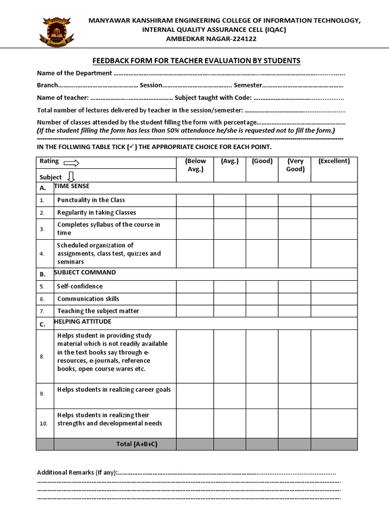 Faculty Feedback Form | PDF