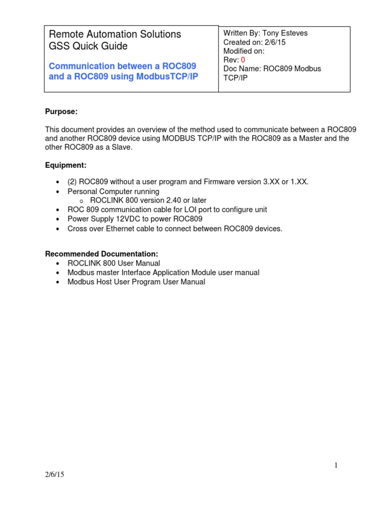 WP Roc809 Modbus Tcpiprev2 | PDF | Port (Computer Networking ...