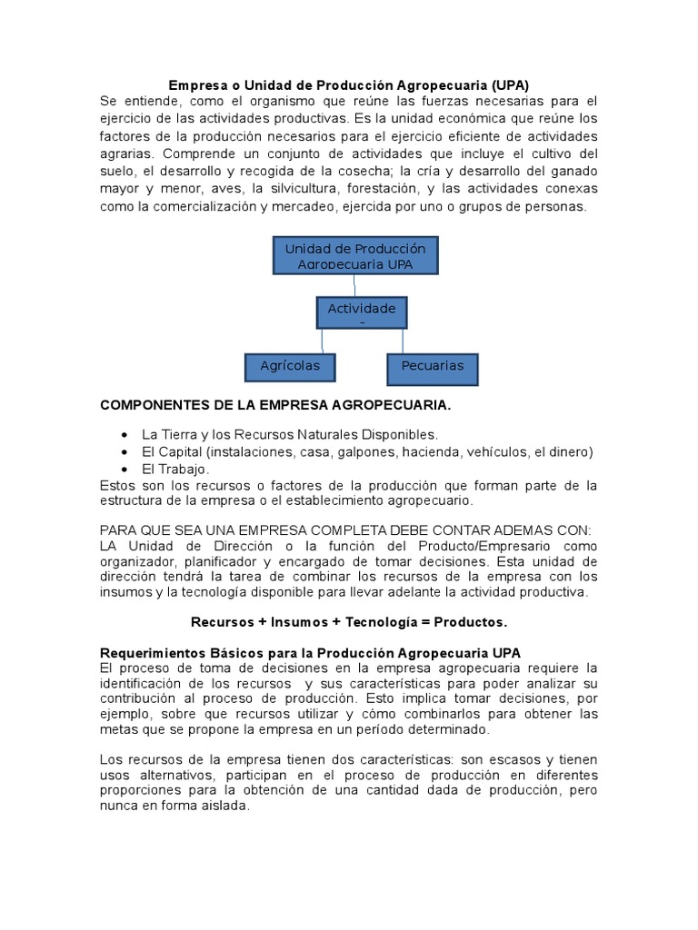 Unidad De Producción Agropecuaria Upa Pdf Agricultura Presupuesto
