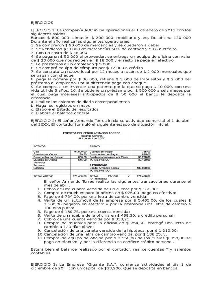 Ejercicios Diplomado | PDF | Contabilidad | Cheque