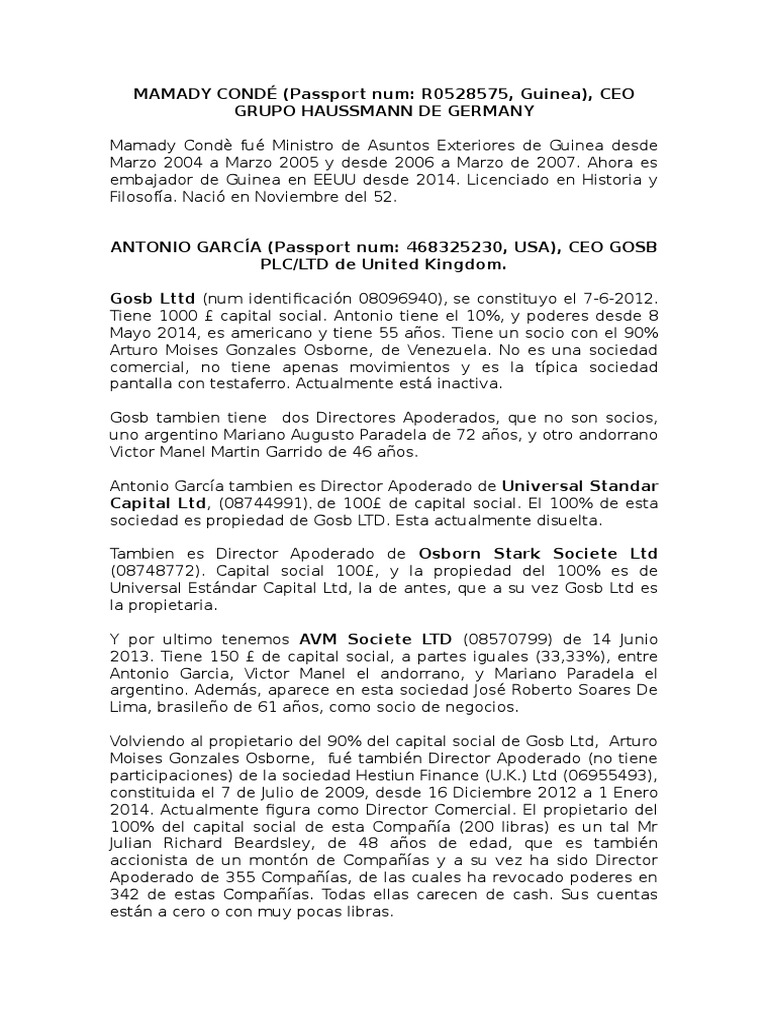 Estructuras Societarias de Gosb Ltd | PDF