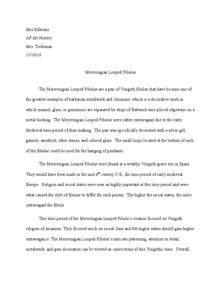 Merovingian Looped Fibula | PDF | Art Media | Decorative Arts