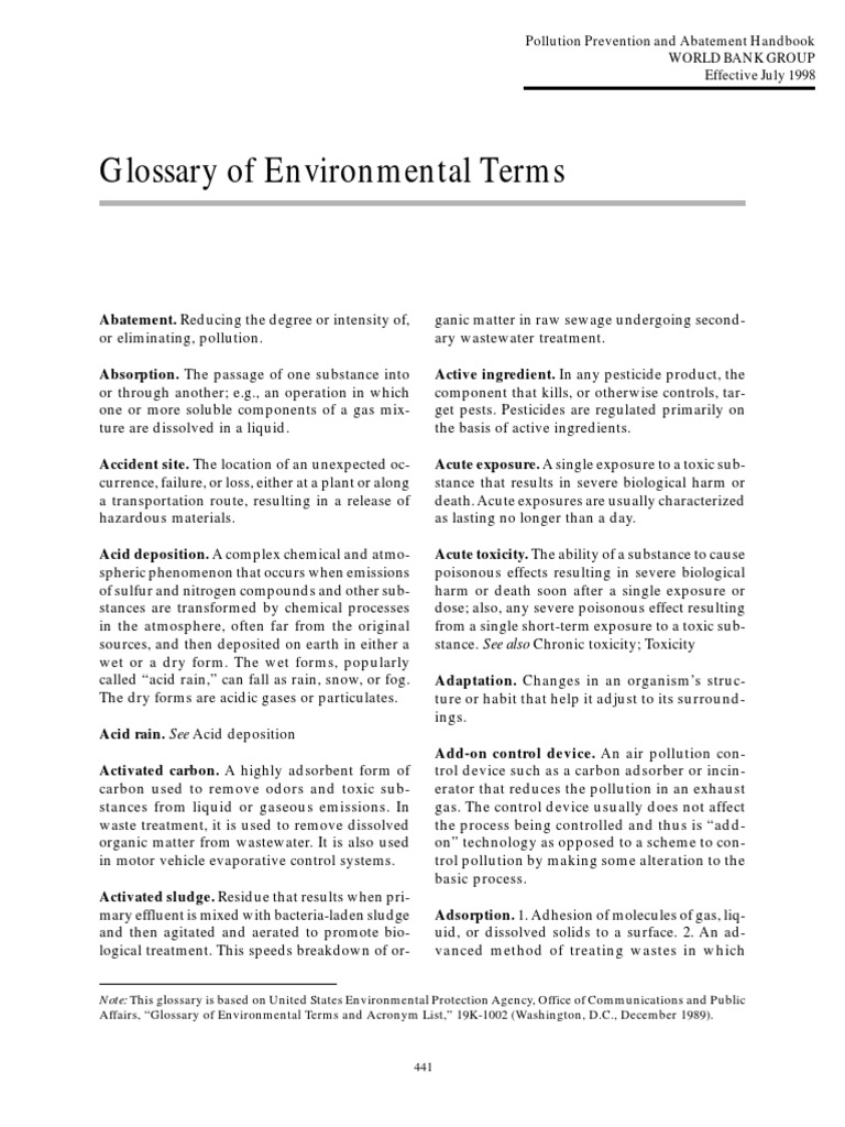 Glossary of Environmental Terms: Abatement | PDF | Sewage Treatment ...