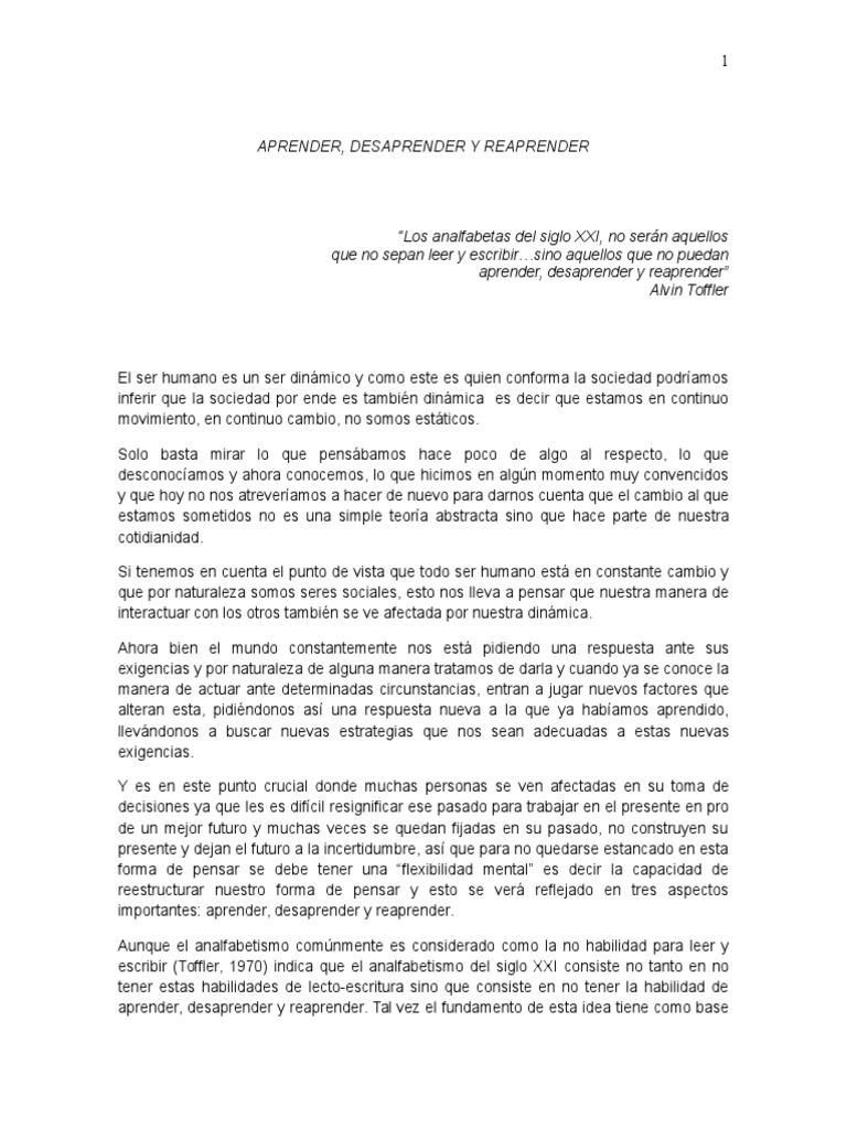 Aprender, Desaprender y Reaprender | PDF | Mente inconsciente | Toma de decisiones