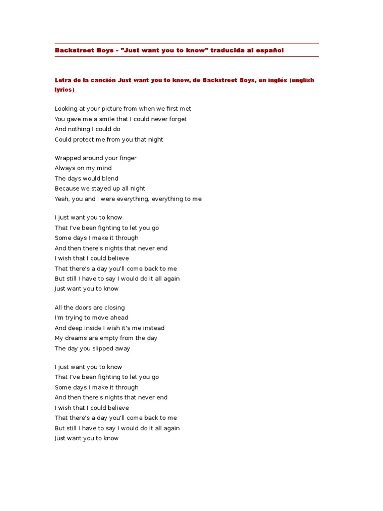 Backstreet Boys - Letra Traducida | PDF | Spanish Language Music