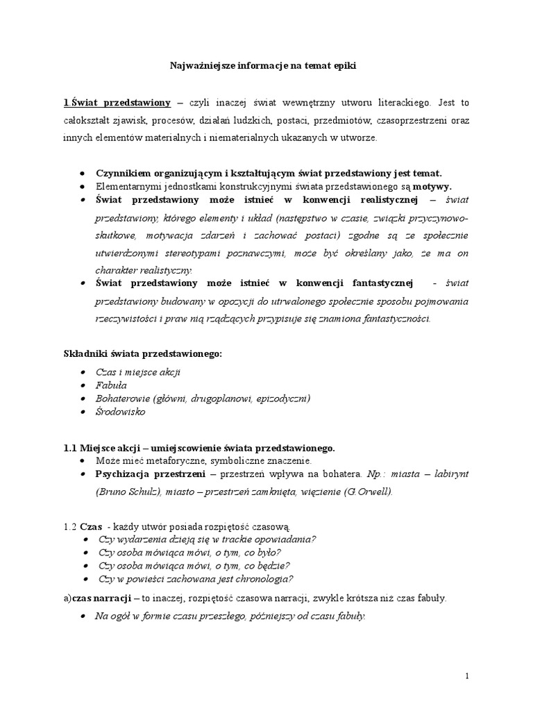 Epika - Notatki | PDF