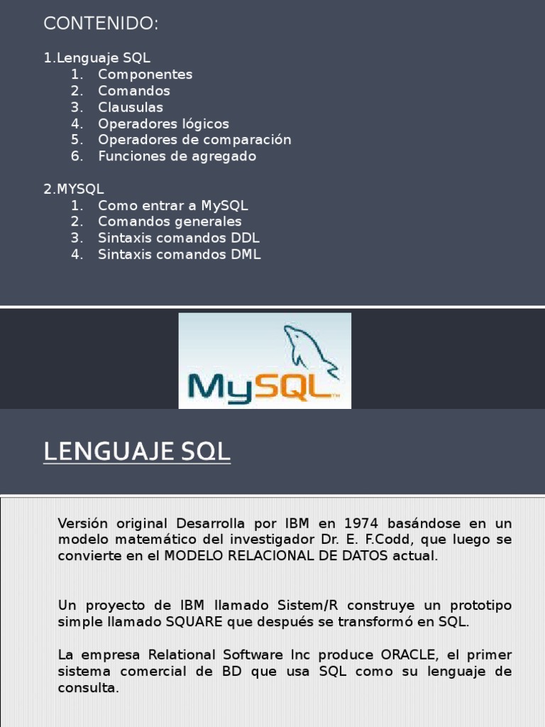 Comandos DDL y DML MySQL | SQL | Bases de datos Comandos DDL y DML MySQL | SQL | Bases de datos