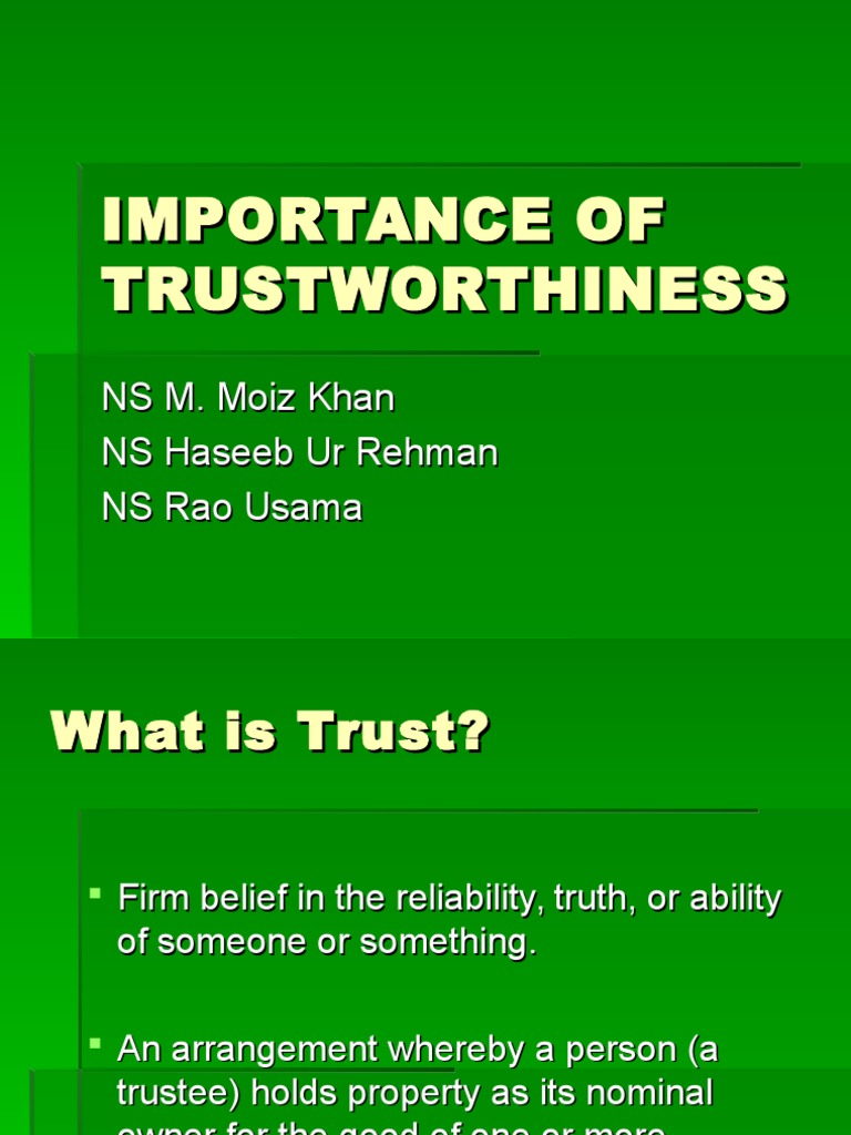 Importance of Trustworthiness | PDF | Trust (Emotion) | Integrity