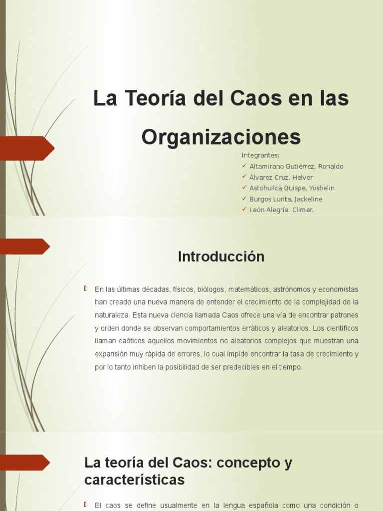 La Teoría Del Caos En Las Organizaciones Teoría Del Caos Aleatoriedad