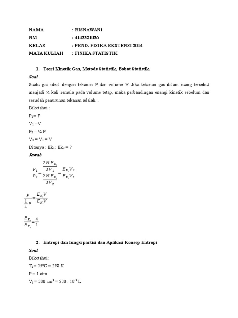 Soal Fisika Statistik | PDF