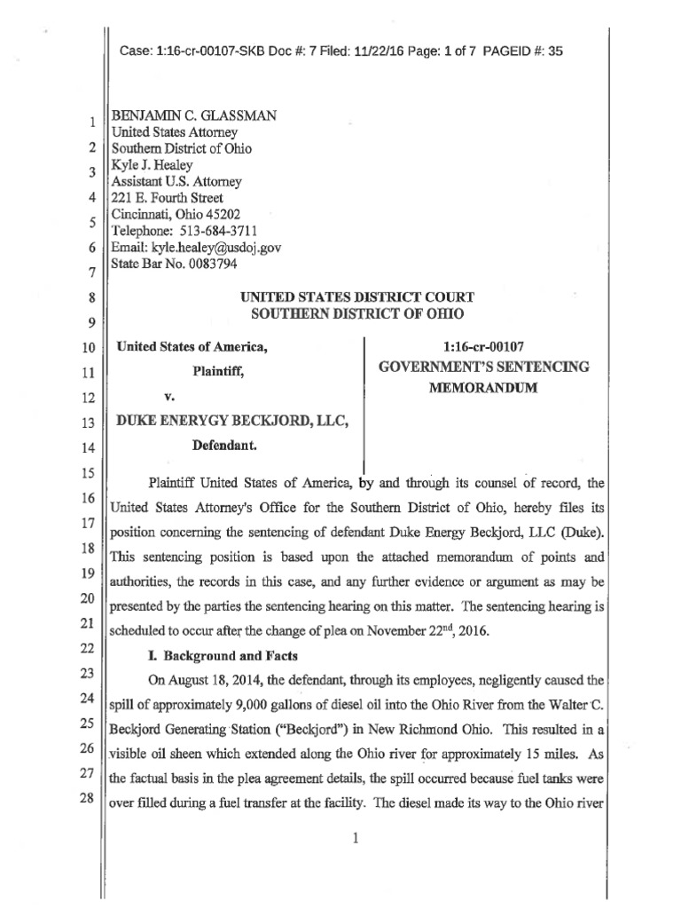 Duke Spill Sentencing Position | PDF