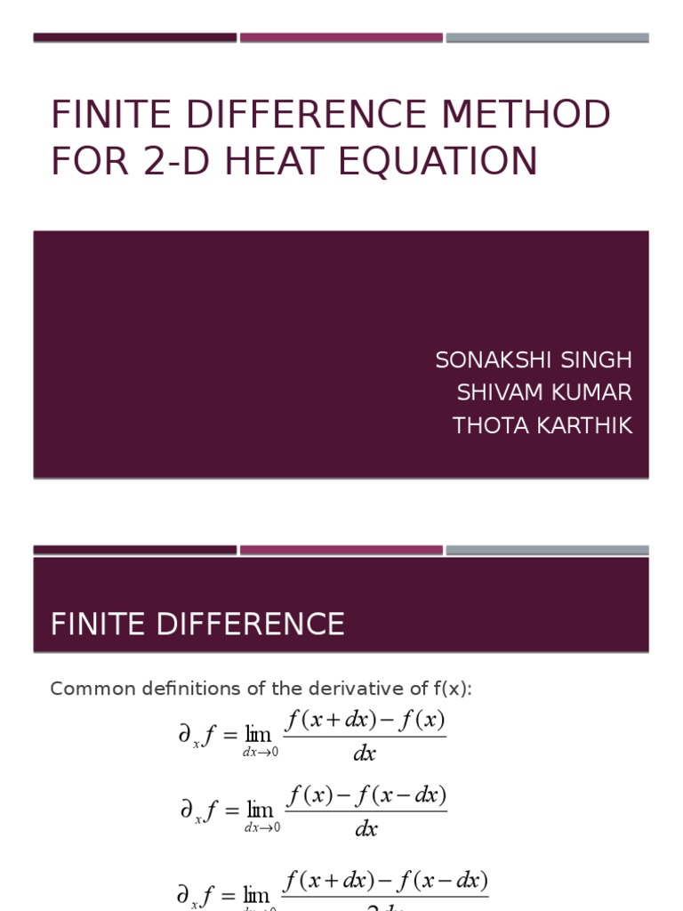 2D Heat Equation Using Finite Difference | PDF | Finite Difference ...
