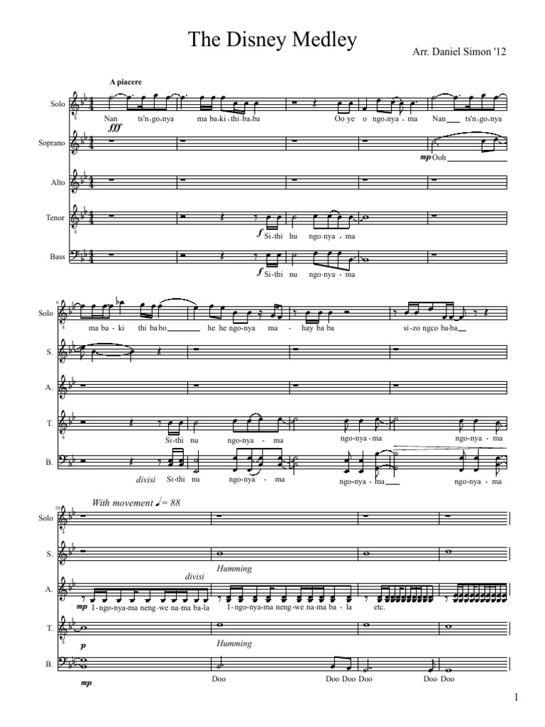 Disney Medley Sheet Music PDF | PDF