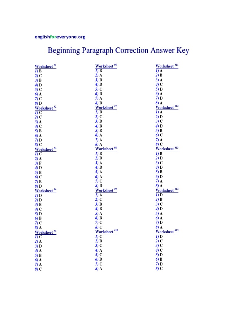 Beginning Paragraph Correction Answer Key | PDF | Technology & Engineering