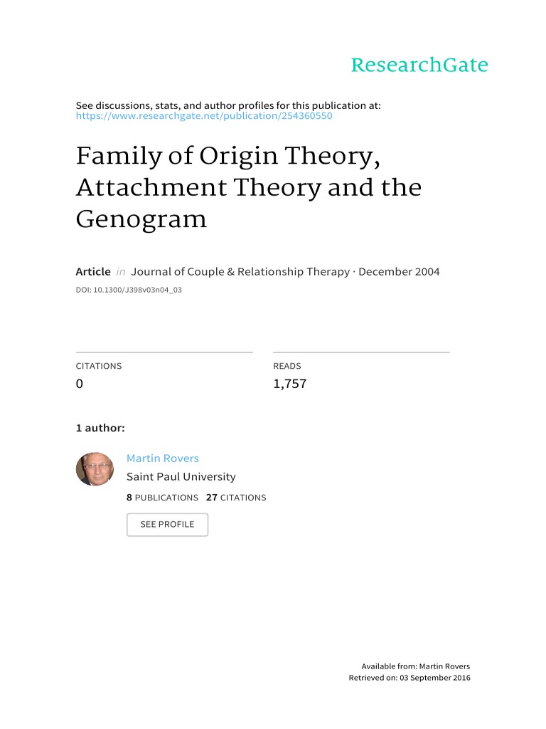 Family of Origin, Attachment, and Genogram AFT | PDF | Attachment ...