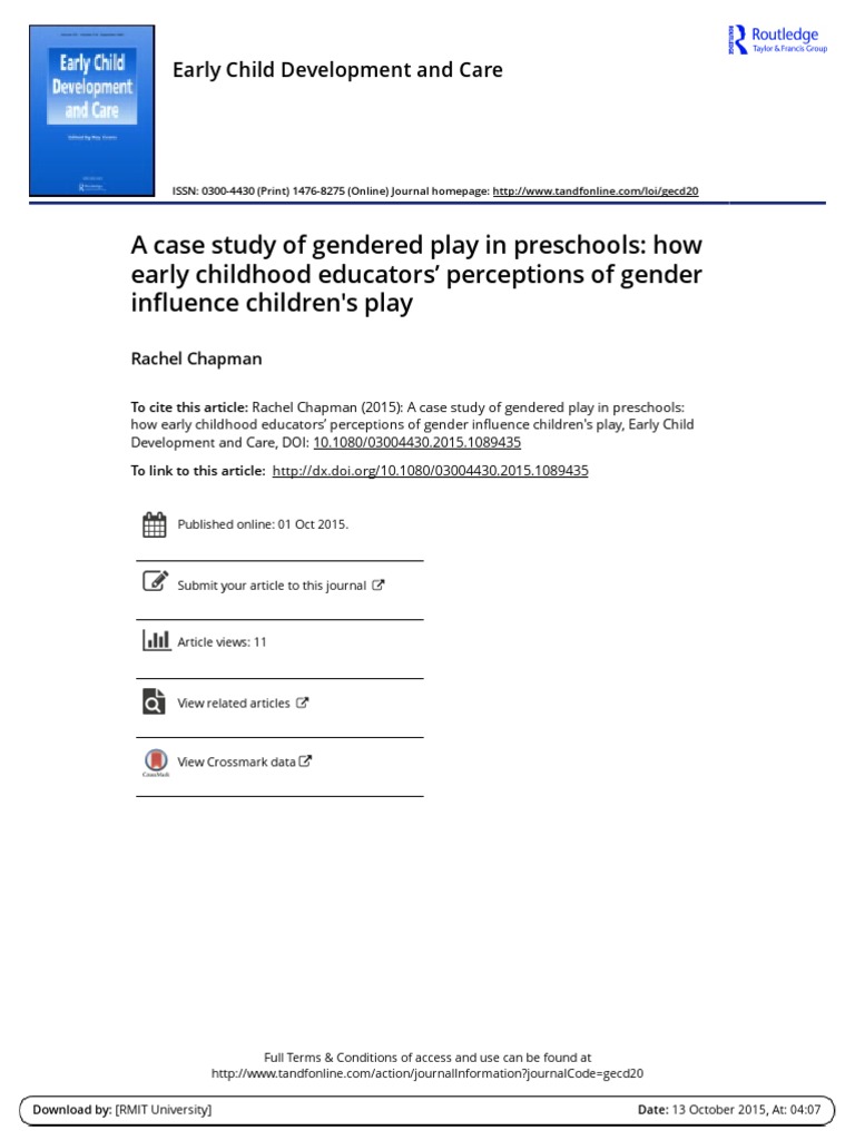 A Case Study of Gendered Play in Prescho | PDF | Gender Role | Femininity
