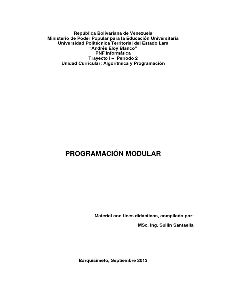 Guía de Programación Modular | PDF | Función (Matemáticas) | Programa de computadora