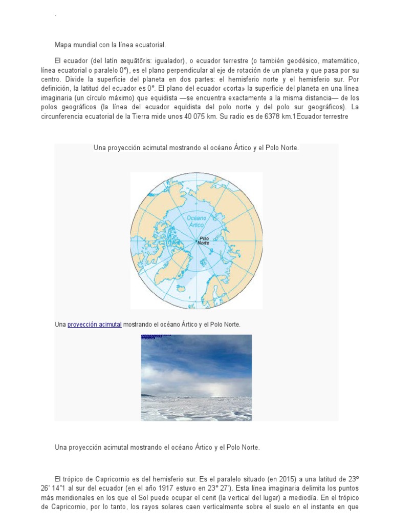 Mapa Mundial Con La Línea Ecuatorial | PDF | Ecuador | Astronomía