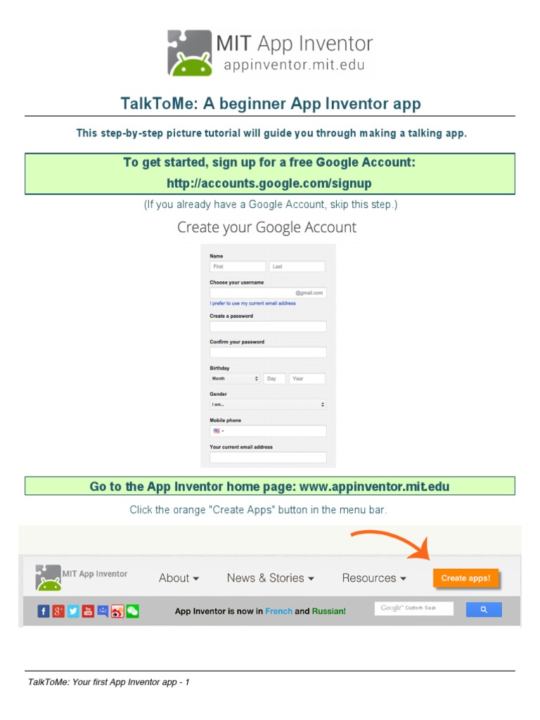 Talktome: A Beginner App Inventor App: To Get Started, Sign Up For A ...