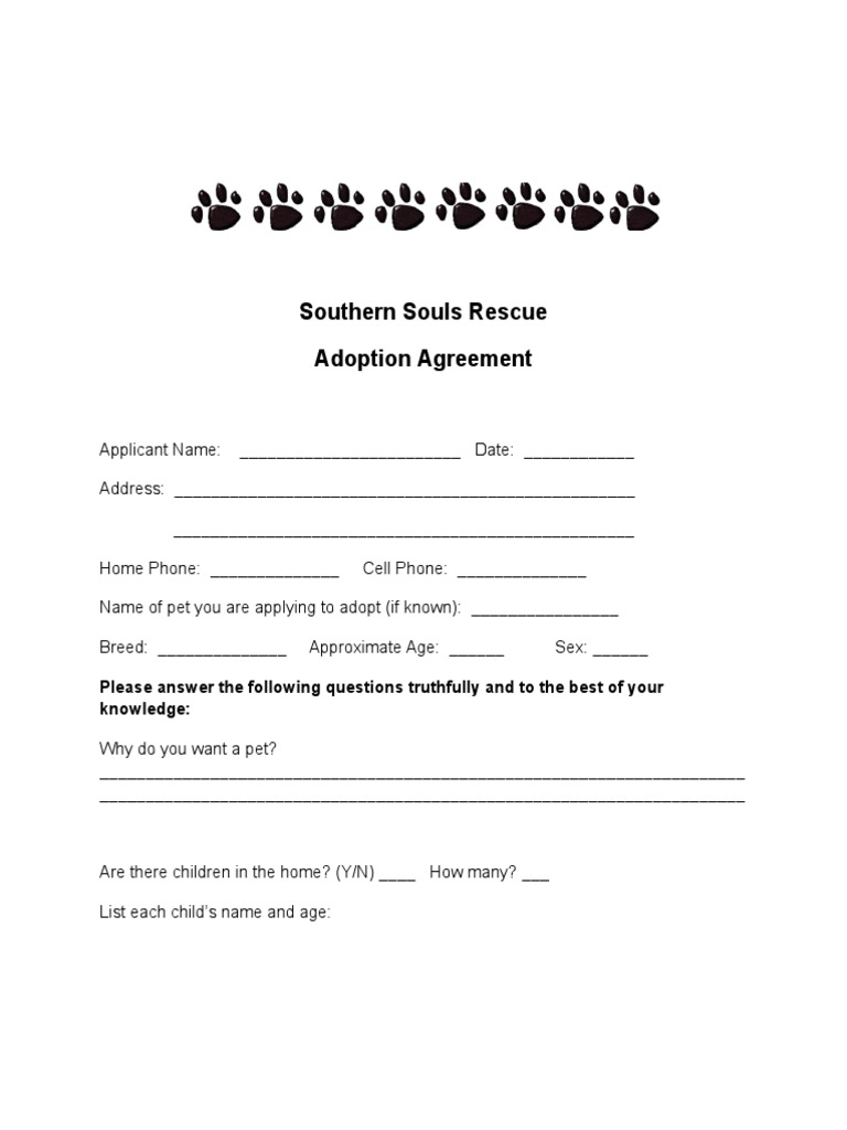 SSR Adoption Application 175 | PDF | Neutering | Pet