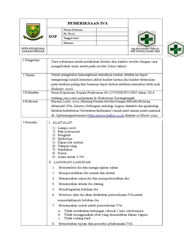 Sop Pemeriksaan Iva | PDF