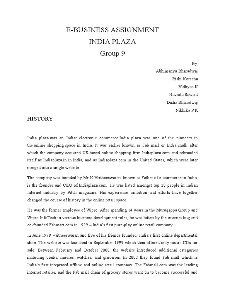 Indiaplaza: Pioneer of Indian E-Commerce | PDF | Online Shopping | E ...