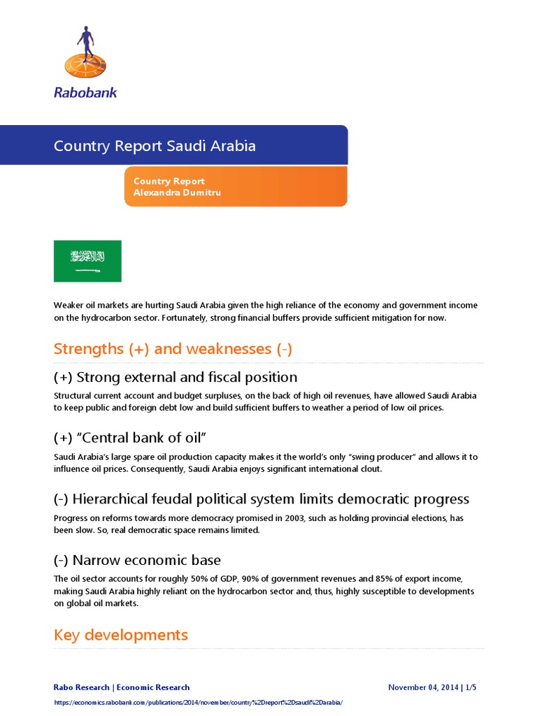 Country Report Saudi Arabia | PDF | Saudi Arabia | Price Of Oil