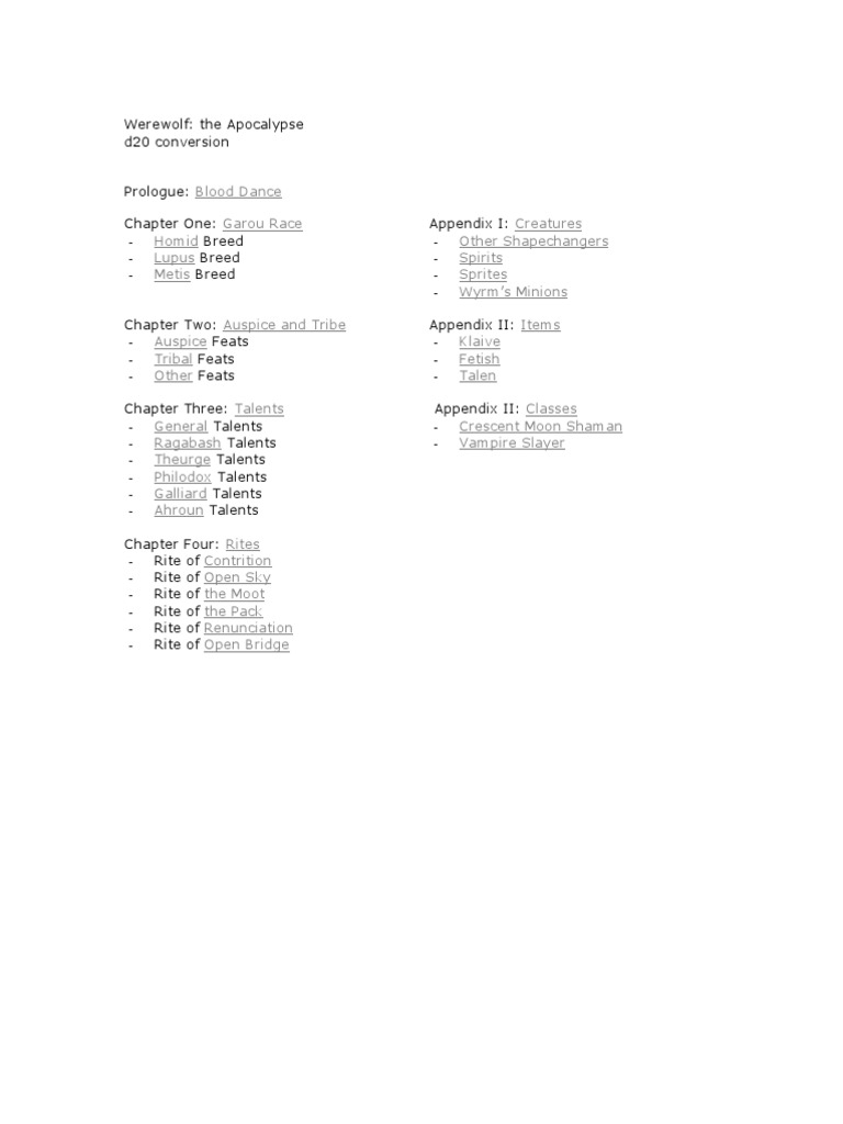 Werewolf The Apocalypse d20 Modern | PDF | Werewolves
