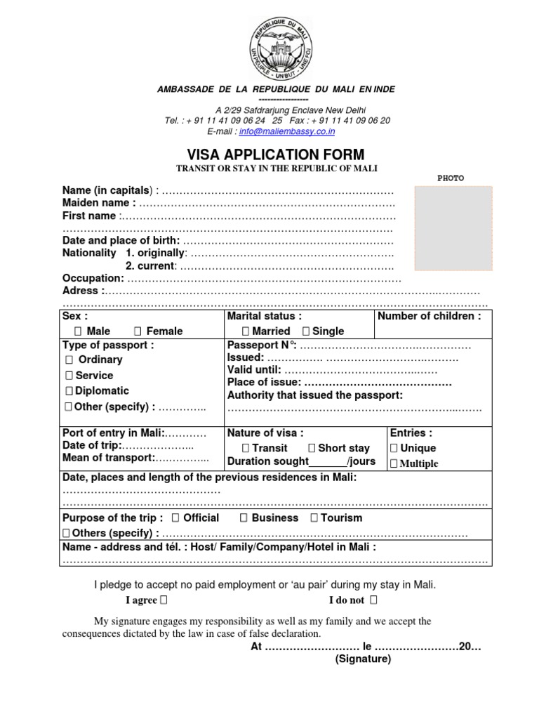 Visa Application Form | PDF