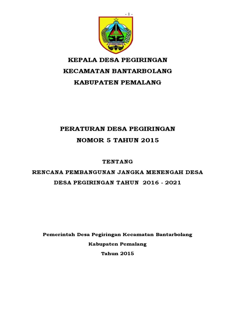 Perdes Rpjmdes 2016-2021 | PDF