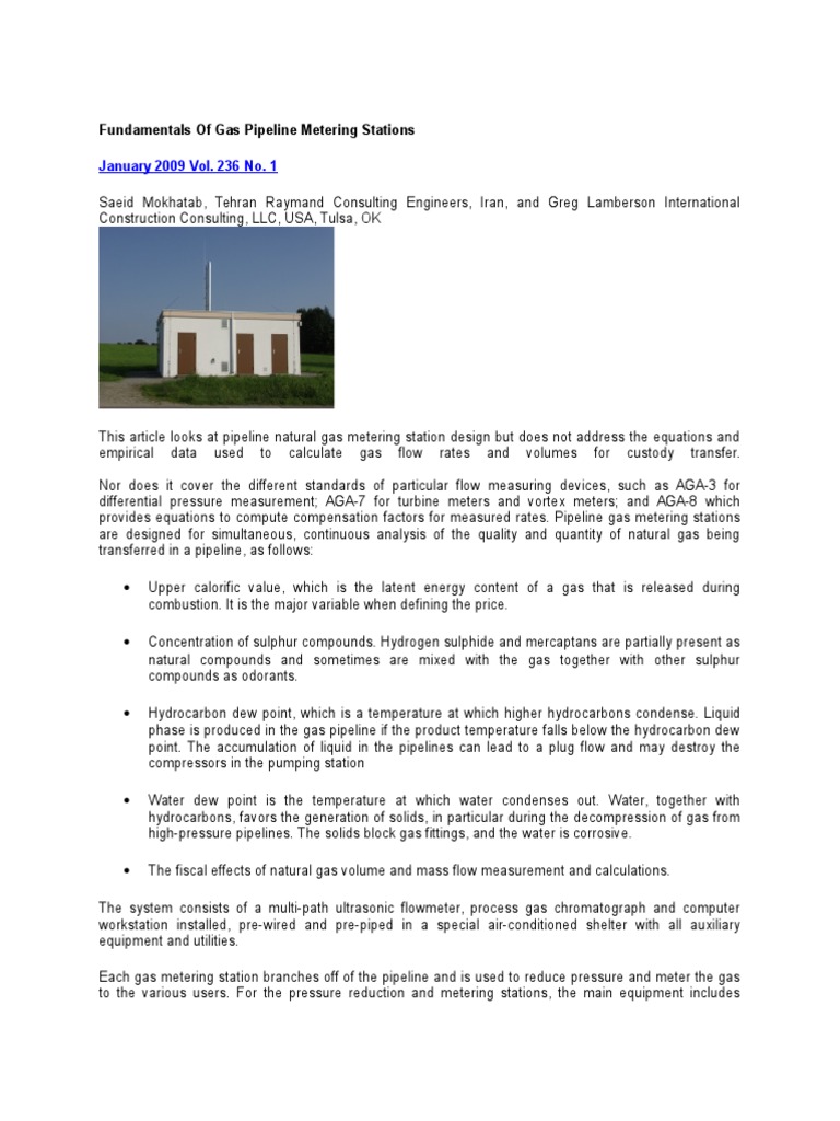 Fundamentals of Gas Pipeline Metering Stations | PDF | Natural Gas ...
