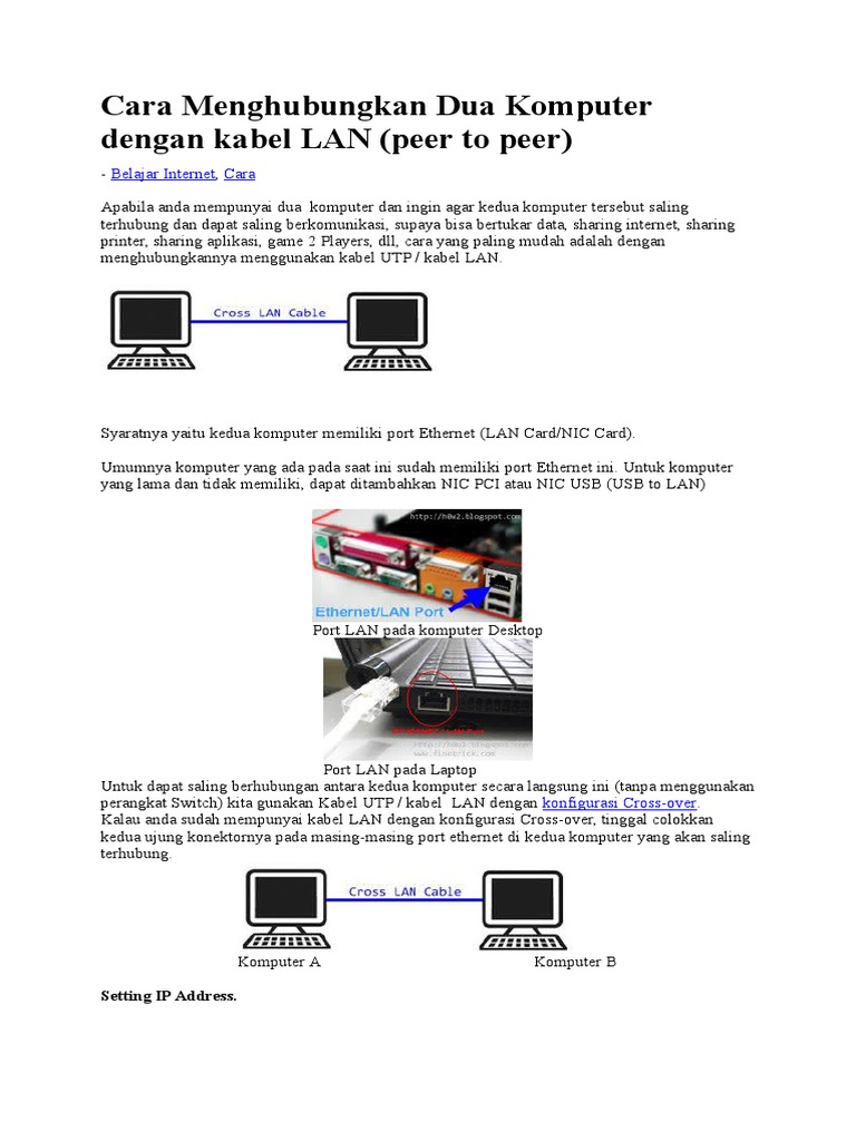 Cara Menghubungkan Dua Komputer Dengan Kabel LAN | PDF