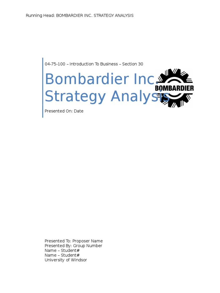 Bombardier Analysis Assignment | PDF | Strategic Management | Transport