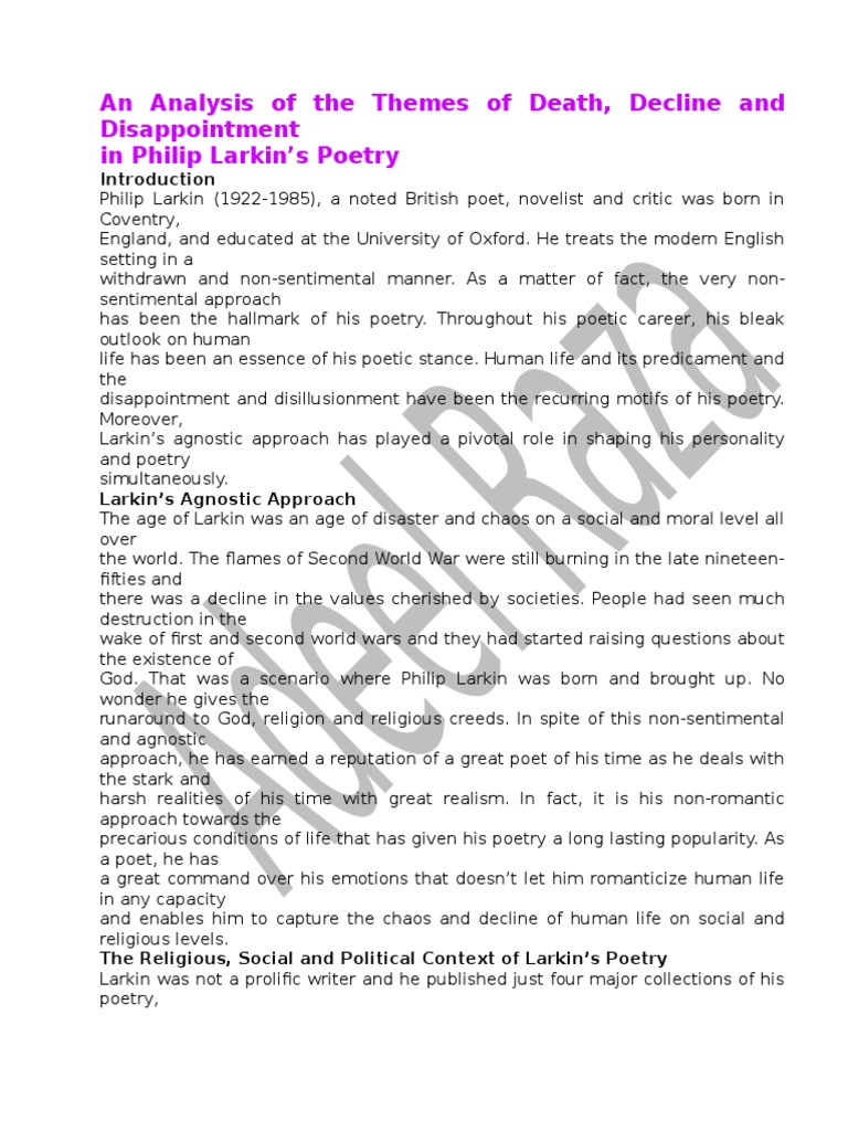 An Analysis of The Themes of Death | PDF | Sexual Intercourse | Poetry