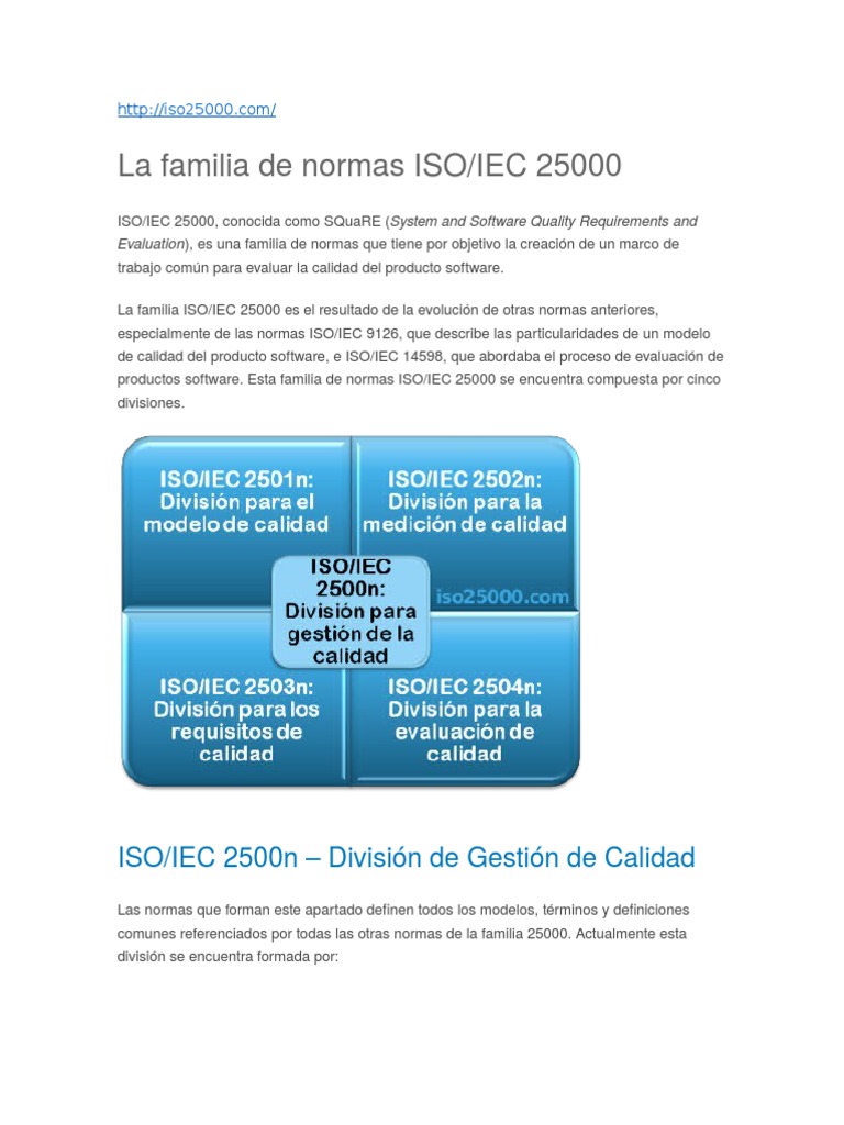 Iso 25000 - 25010-25012-25040 | PDF | Software | Calidad (comercial)
