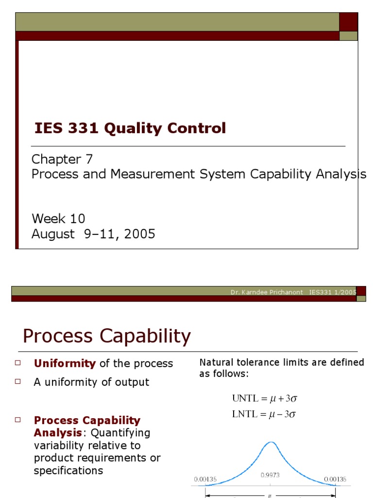 IES 331 Process Capability Analysis | PDF | Engineering Tolerance | Confidence Interval